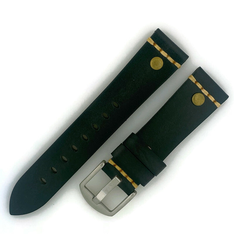 22MM Wax Dark Brown Leather Watch Band – Paternoster Designs